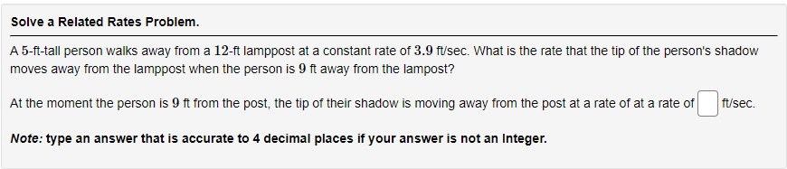 Solved Solve a Related Rates Problem. A 5-ft-tall person | Chegg.com