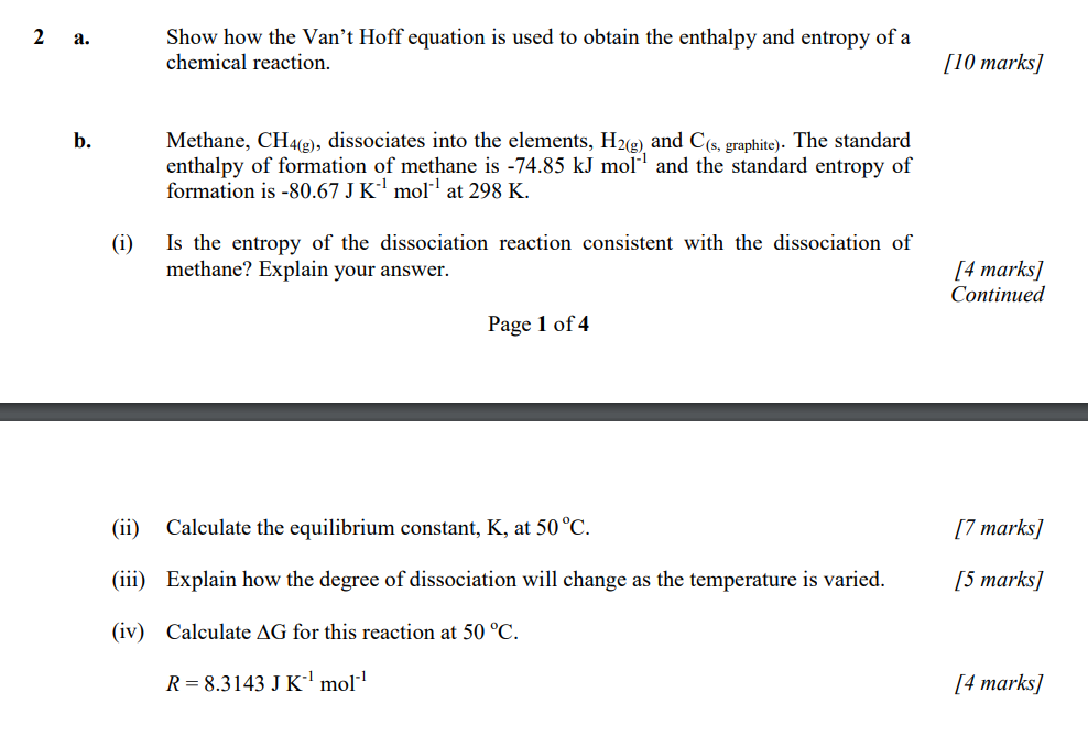 Solved Show how the Van't Hoff equation is used to obtain | Chegg.com