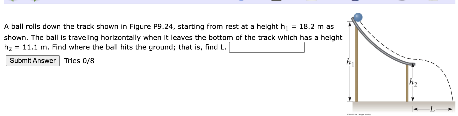 Solved = A ball rolls down the track shown in Figure P9.24, | Chegg.com