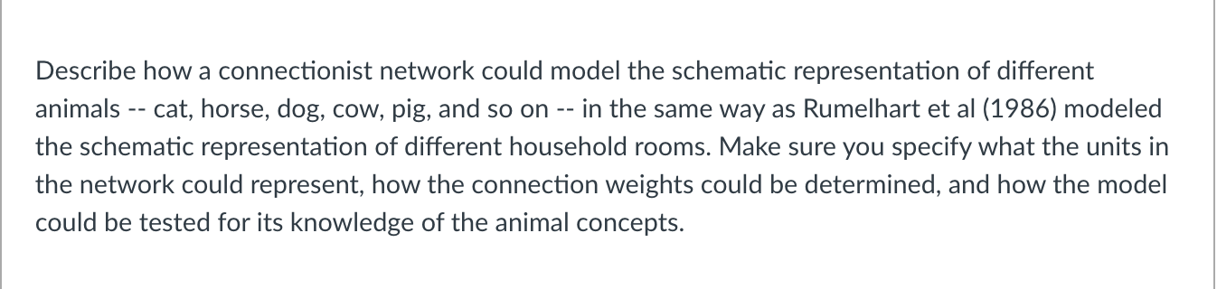 Describe how a connectionist network could model the | Chegg.com