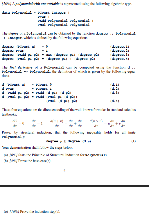 [20%] A polynomial with one variable is represented | Chegg.com