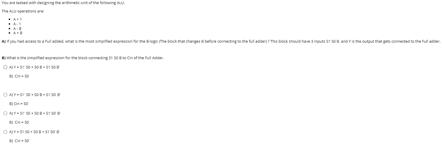 Solved You are tasked with designing the arithmetic unit of | Chegg.com
