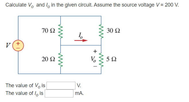 Solved Calculate V, and I, in the given circuit. Assume the | Chegg.com