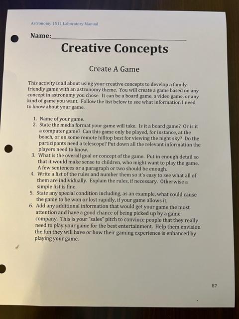 Solved This activity is all about using your creative | Chegg.com