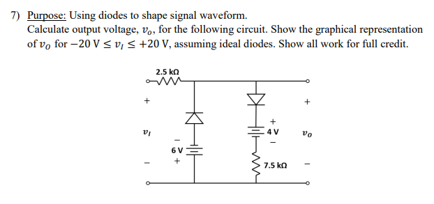 Solved 7) Purpose: Using diodes to shape signal waveform. | Chegg.com
