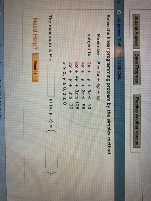Solved Submit Answer Save Progress Practice Another Version | Chegg.com