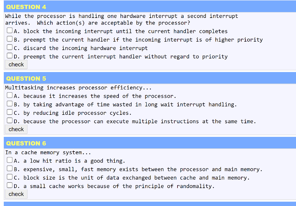 Solved Some questions could have multiple correct answers. | Chegg.com