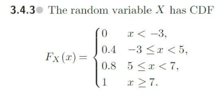 Solved 3.4.3 The random variable X has CDF Fx(x) = 0