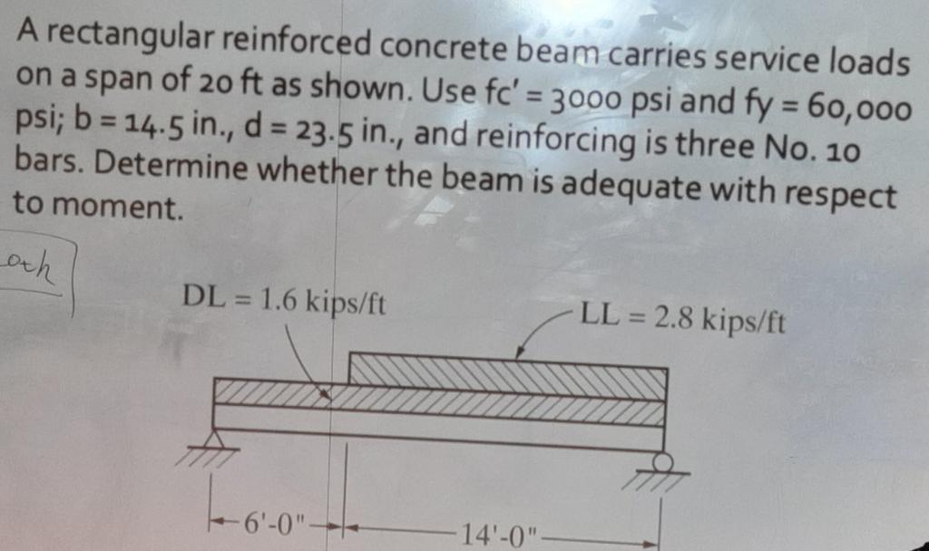 Solved A rectangular reinforced concrete beam carries | Chegg.com