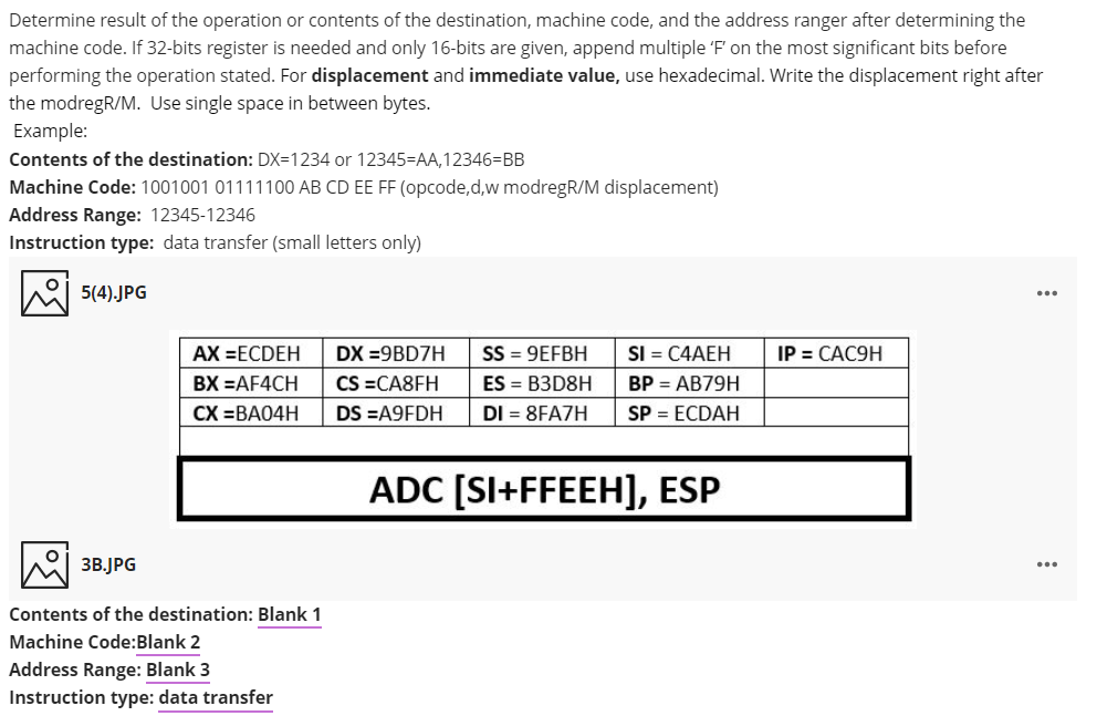 Solved Determine result of the operation or contents of the | Chegg.com