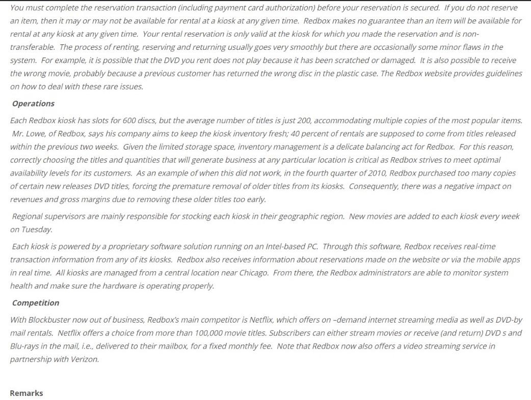 Solved Problem 5 (20 points): Consider the retailer Redbox: | Chegg.com