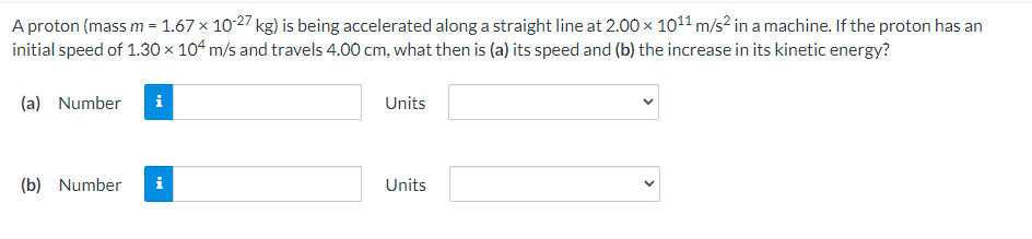 Solved A proton (mass m=1.67×10−27 kg ) is being accelerated | Chegg.com