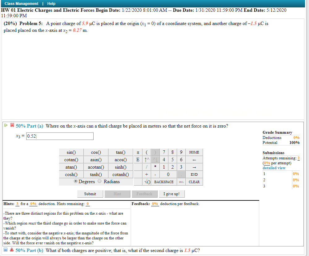 Solved Class Management | Help HW 01 Electric Charges and | Chegg.com