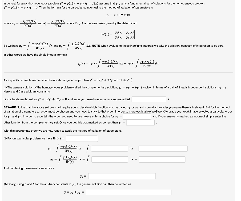 Solved In general for a non-homogeneous problem y + p(x)y + | Chegg.com