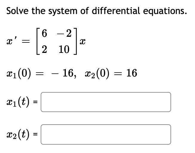 Solved Solve the system of differential equations. | Chegg.com