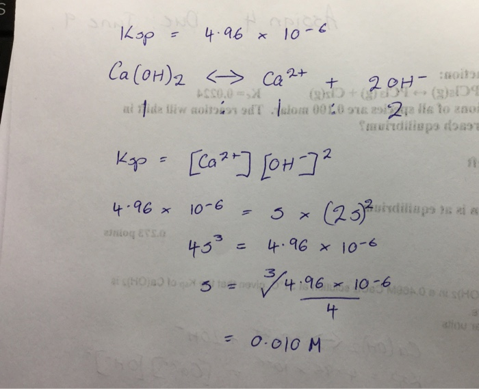 Solved QUESTION 2 1. Calculate the solubility of Ca(OH)2 in | Chegg.com