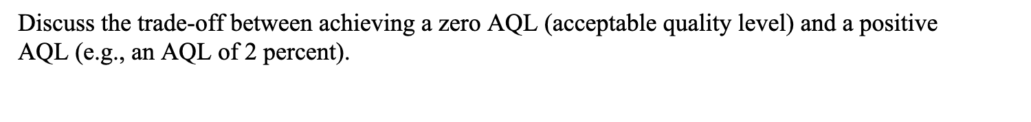 Solved Discuss the trade-off between achieving a zero AQL | Chegg.com