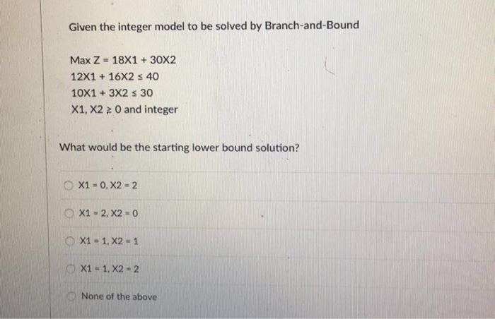 Solved Given the integer model to be solved by | Chegg.com Solved Given the integer model to be solved by | Chegg.com