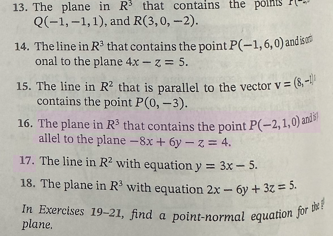 Solved 13. The plane in R3 that contains the poins | Chegg.com