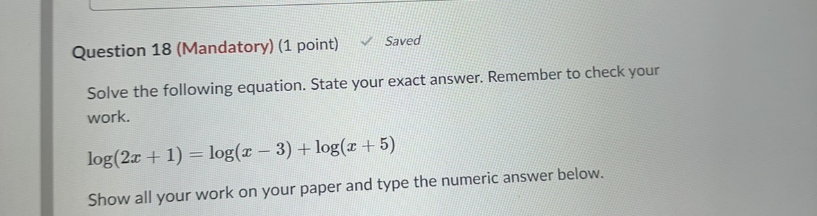 Solved Solve the following equation. State your exact | Chegg.com