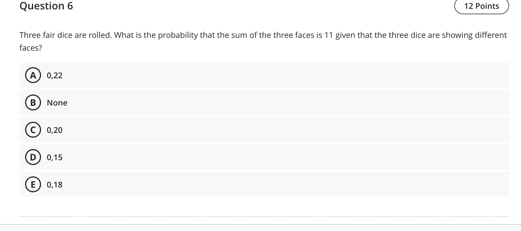 Solved Three fair dice are rolled. What is the probability | Chegg.com