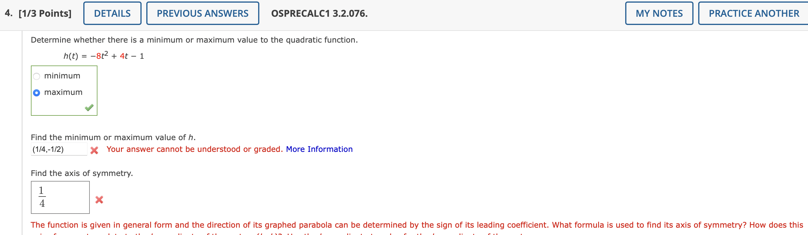Solved Determine whether there is a minimum or maximum value | Chegg.com