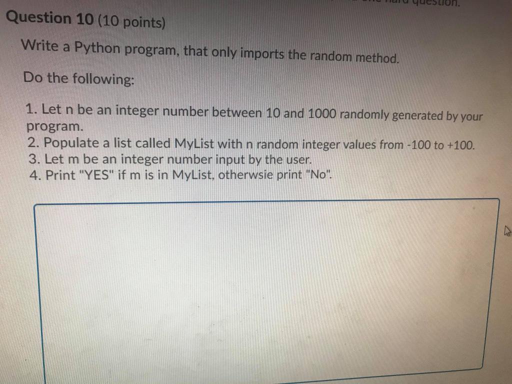 Solved quelon Question 10 (10 points) Write a Python | Chegg.com