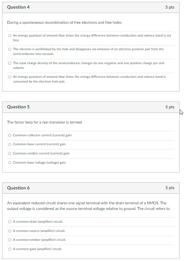 Solved Question 4 5 pts During a spontaneous recombination | Chegg.com