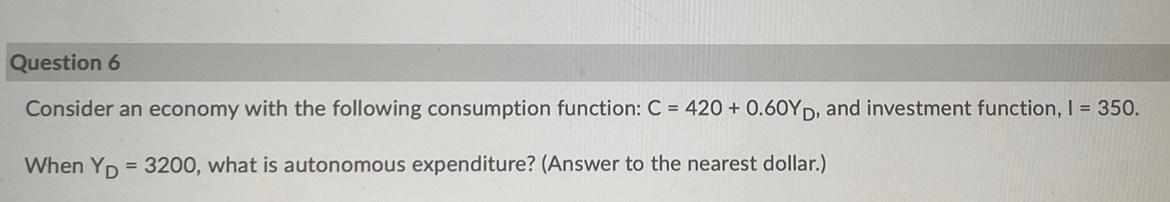 Solved Consider an economy with the following consumption | Chegg.com