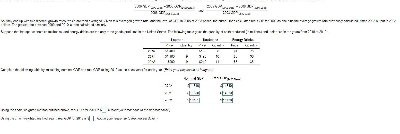 Solved Recall the method of calculating real GDP detailed in | Chegg.com