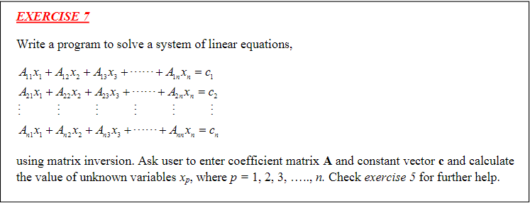 Write a program to solve a system of linear | Chegg.com