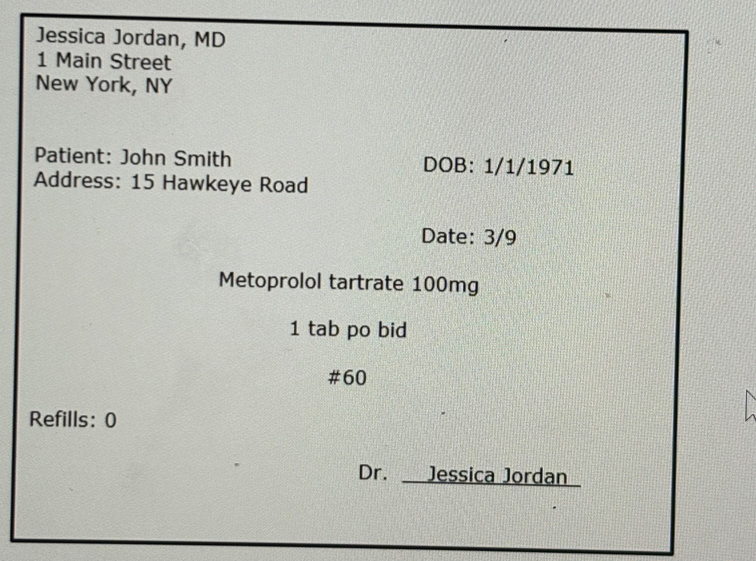 Solved 1.Patient John Smith presents the prescription | Chegg.com
