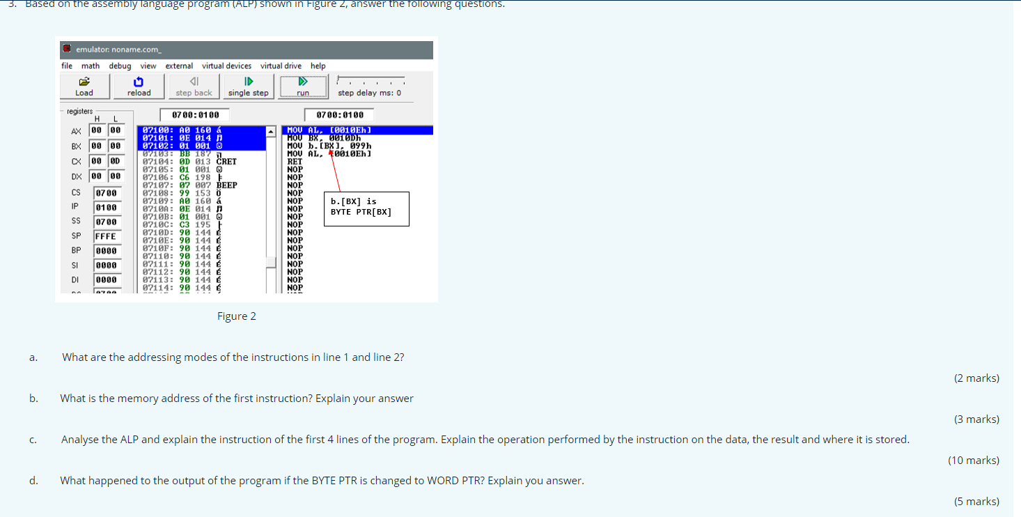 3. Based on the assembly language program (ALP) shown | Chegg.com