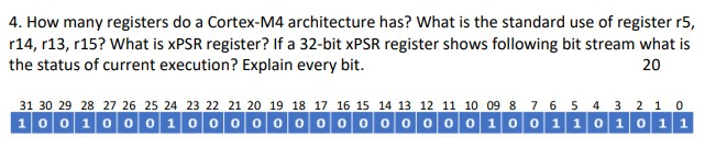 Solved 4. How many registers do a Cortex-M4 architecture | Chegg.com