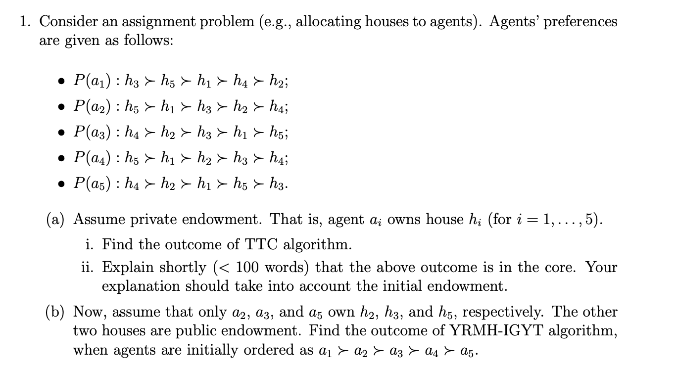 Consider an assignment problem (e.g., allocating | Chegg.com