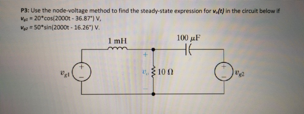 Solved P3: Use the node-voltage method to find the | Chegg.com