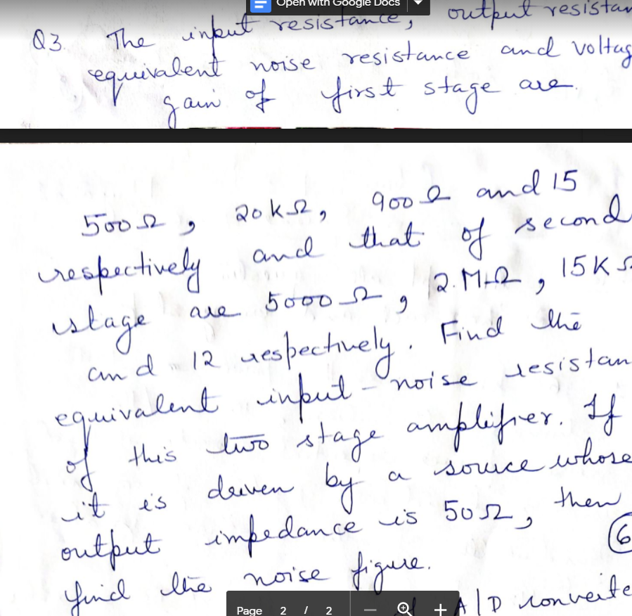 Solved Open with Google OCS 23 The input nkut resistance, | Chegg.com