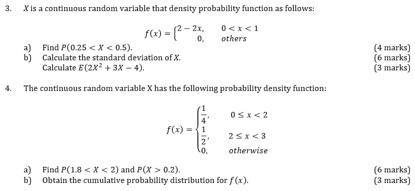 Solved X is a continuous random variable that density | Chegg.com