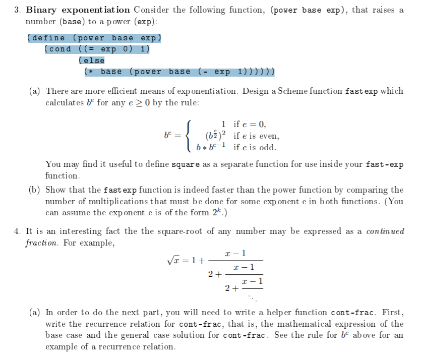 3. Binary exponentiat ion Consider the following | Chegg.com