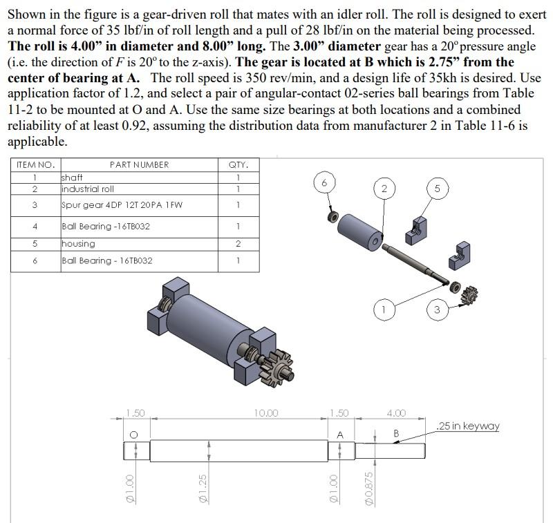 Solved Shown in the figure is a gear-driven roll that mates | Chegg.com