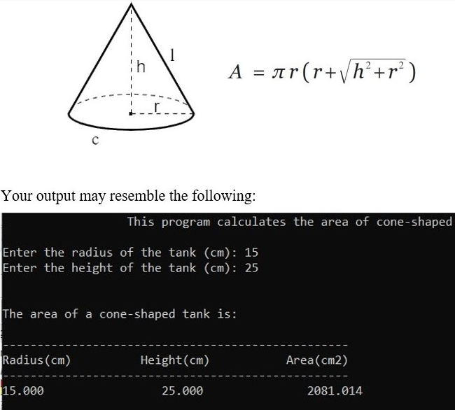 Solved Create a program to calculate any value of the area, | Chegg.com