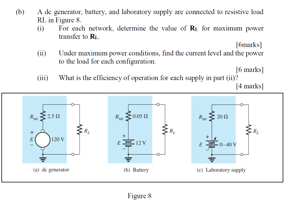 Solved (b) A de generator, battery, and laboratory supply | Chegg.com