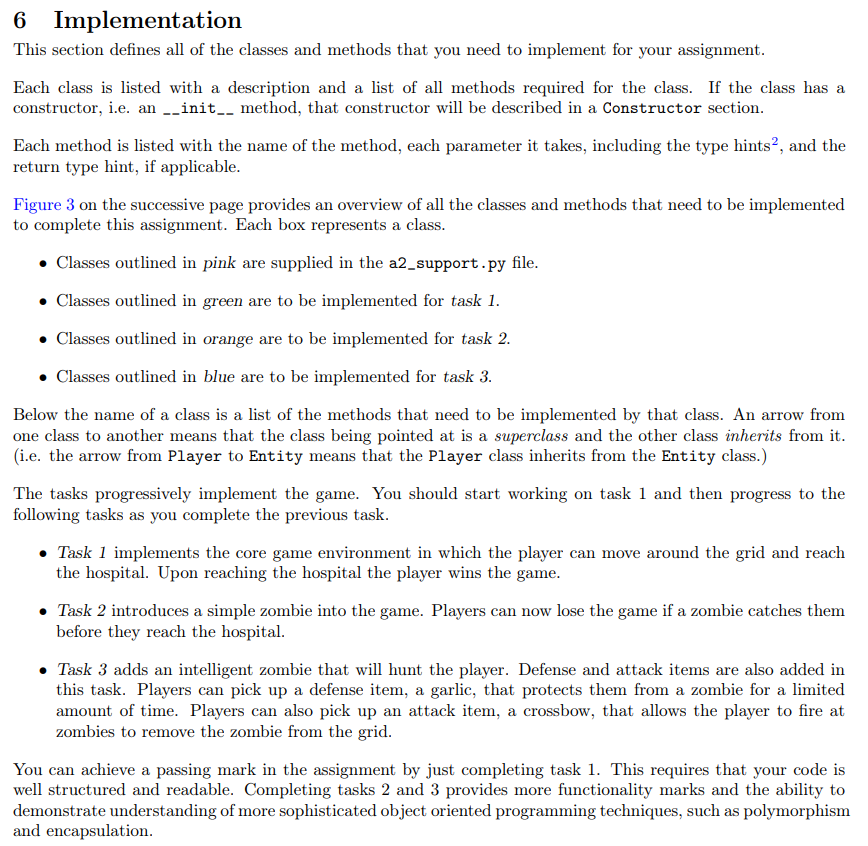 Python file about zombie survival game, End of DayZ. | Chegg.com