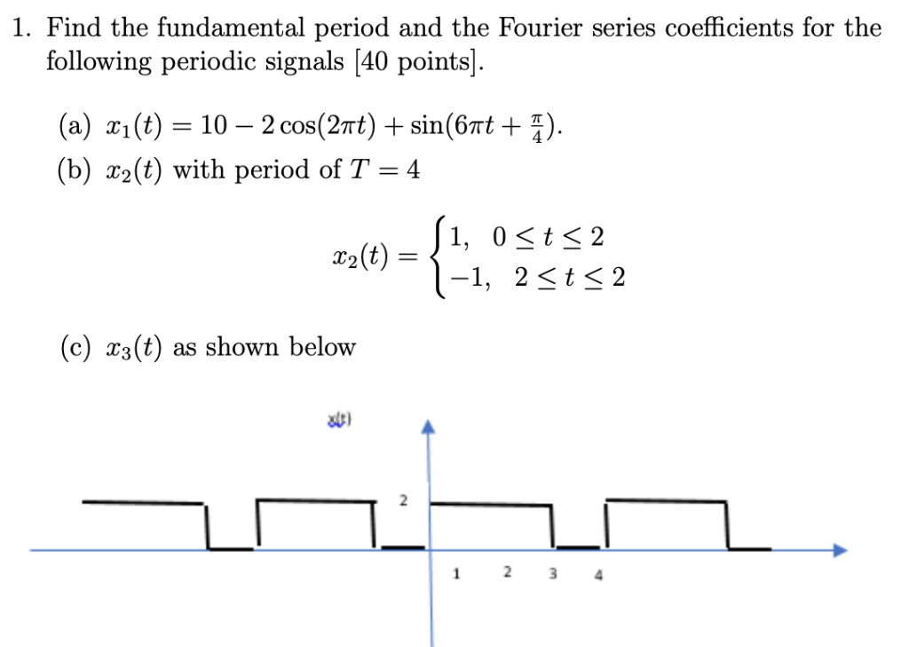Solved 1. Find the fundamental period and the Fourier series | Chegg.com