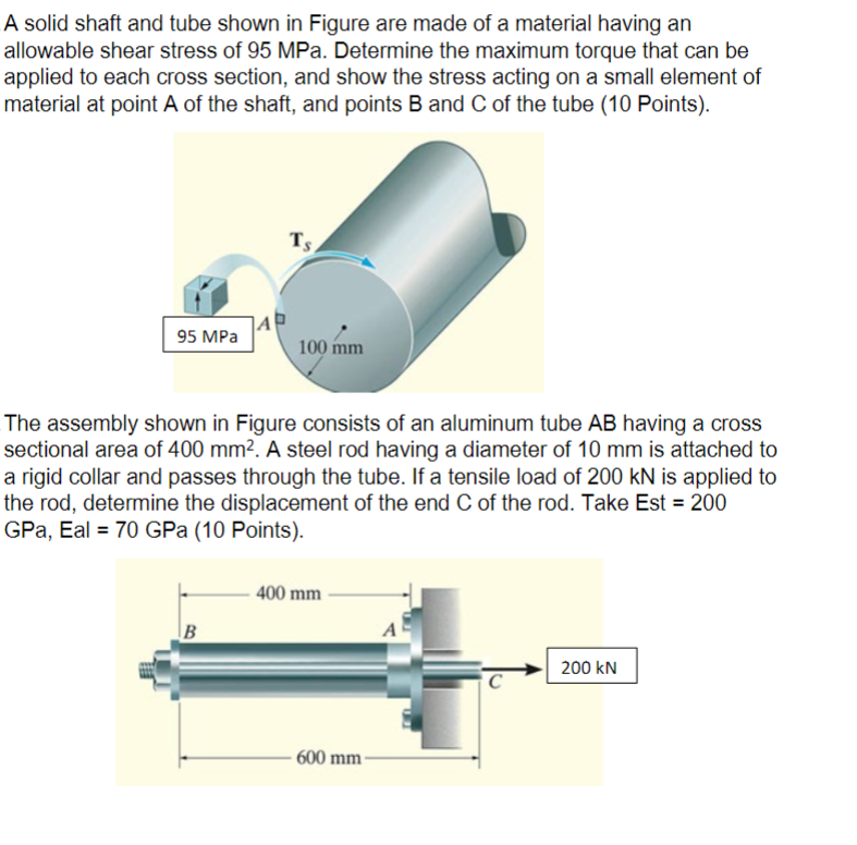 Solved A solid shaft and tube shown in Figure are made of a | Chegg.com