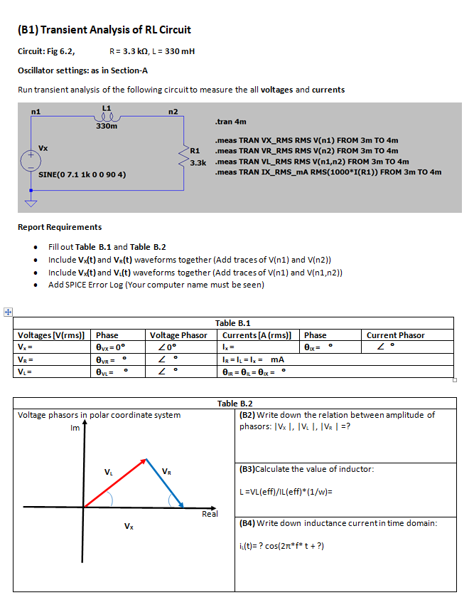 Solved (B1) ﻿Transient Analysis of RL ﻿CircuitCircuit: Fig | Chegg.com