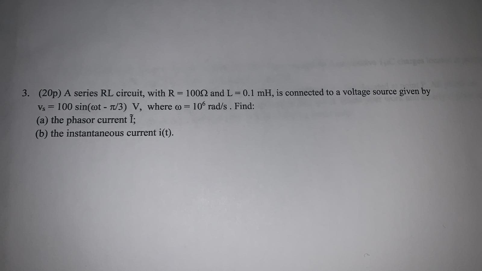 Solved A series RL circuit, with R = 100 and L = 0.1 mH, is | Chegg.com