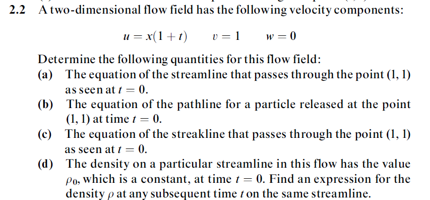 Solved A two-dimensional flow field has the following | Chegg.com