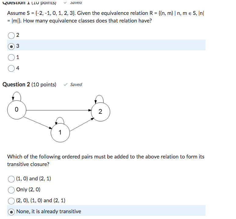Solved Assume S {−2 −1 0 1 2 3} Given The Equivalence