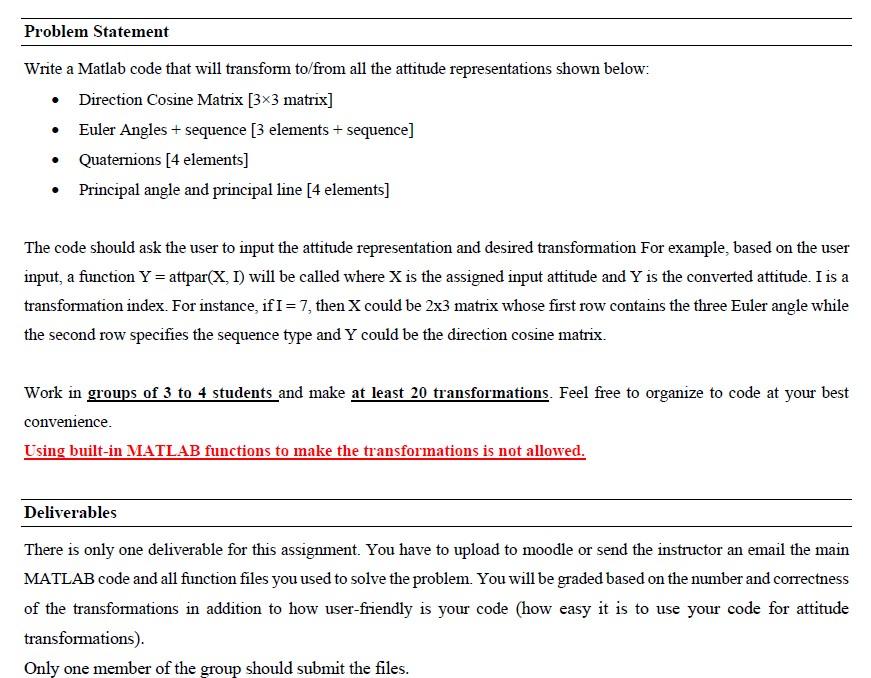 Problem Statement Write a Matlab code that will | Chegg.com